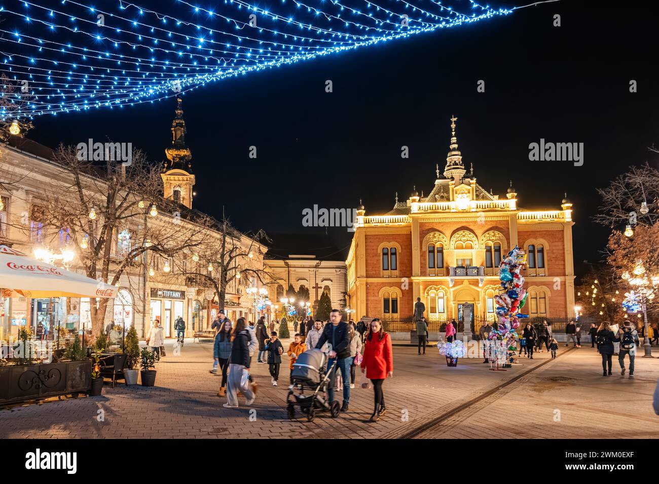 04 January 2024, Novi Sad, Serbia: festive ambiance of Novi Sad streets ...