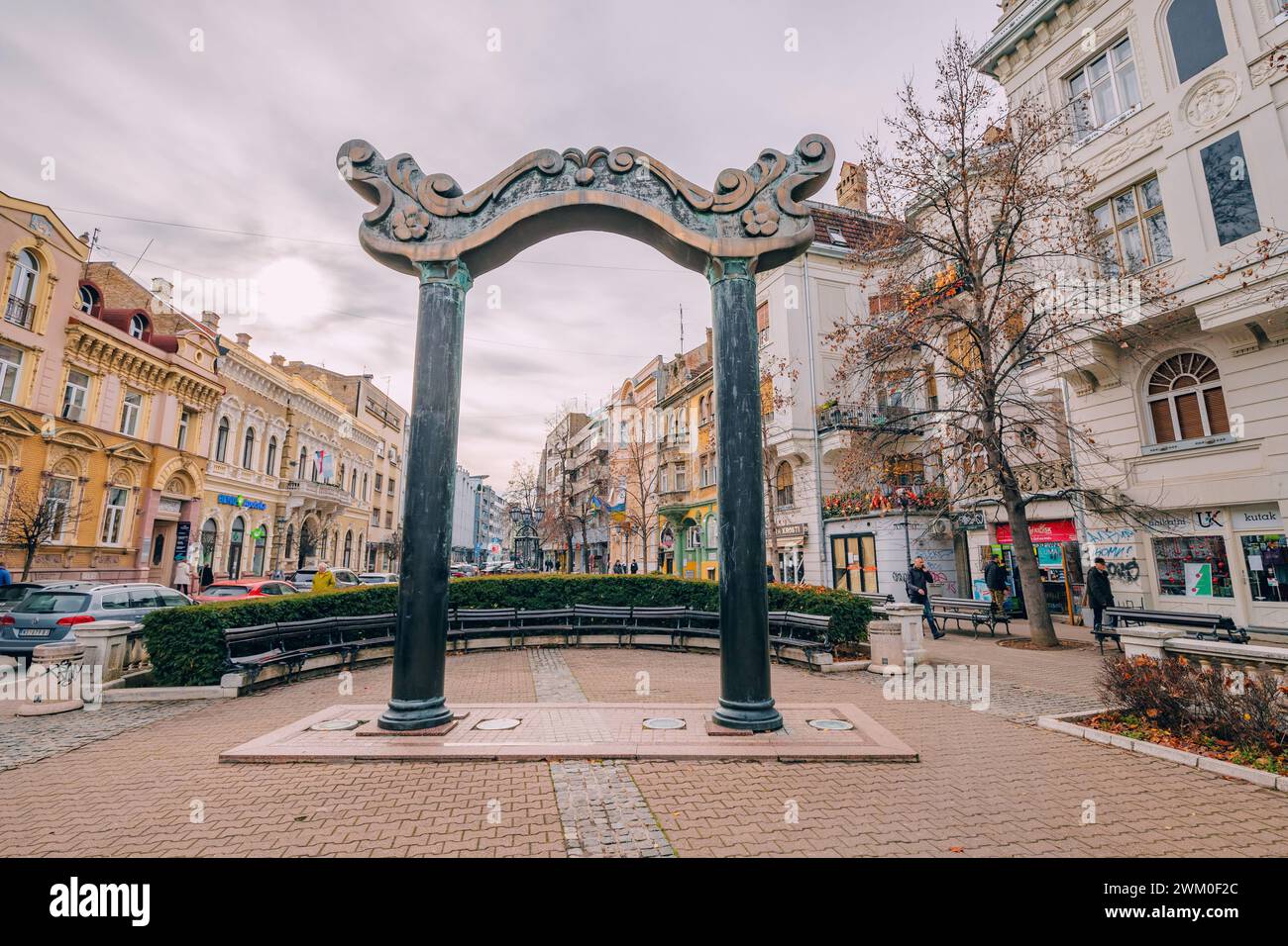 05 January 2024, Novi Sad, Serbia: Architectural arches in old town of ...