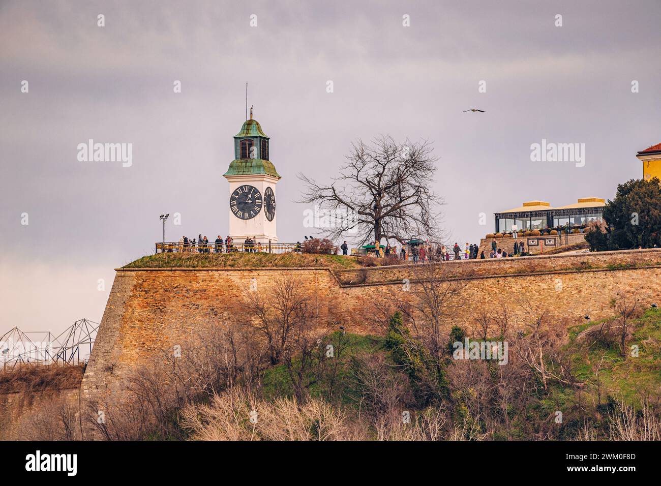 05 January 2024, Novi Sad, Serbia: Novi Sad's iconic clock tower stands ...
