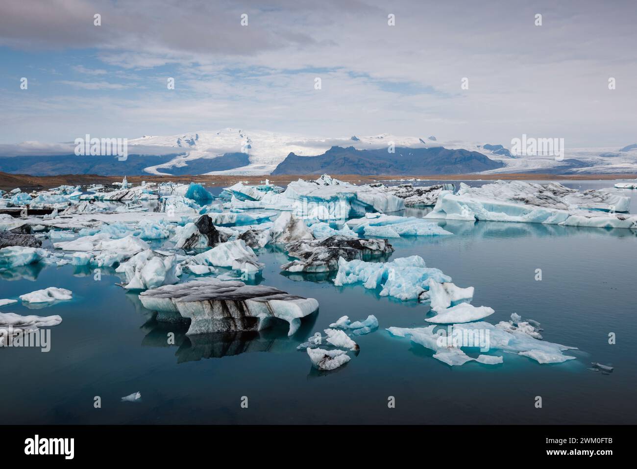 Icelandic glacial scenery, magnificent ice form, iceberg floating in ...