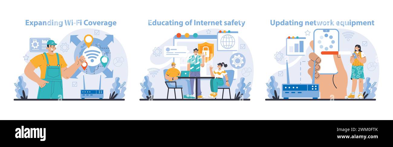 Wi-Fi network set. Specialist setting up, developing and maintaining ...