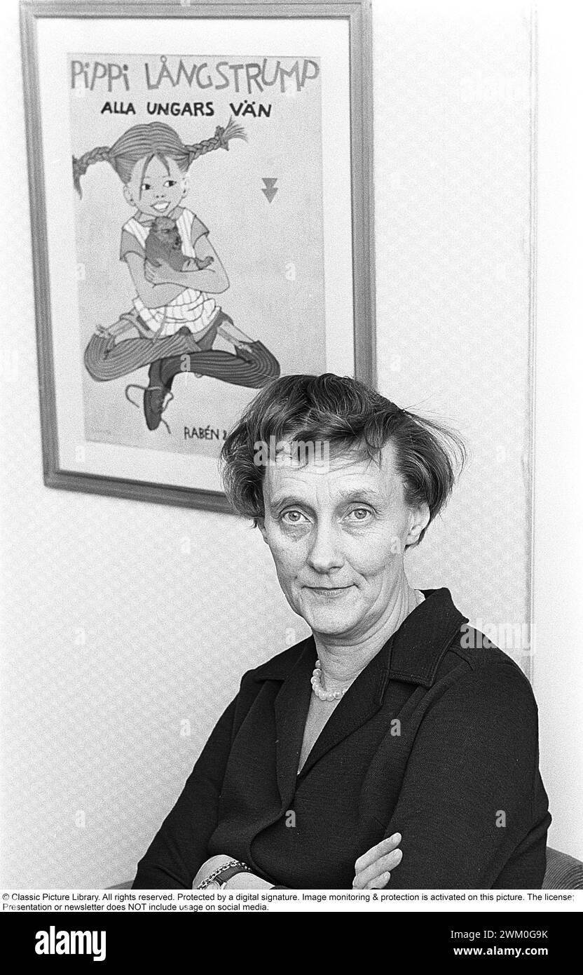 Astrid Lindgren. Swedish author of childrens books, songs and novels ...
