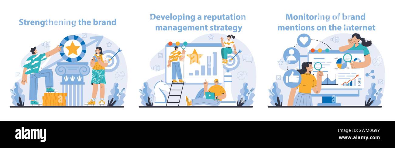 Reputation management set. Building relationship with targeted audience ...