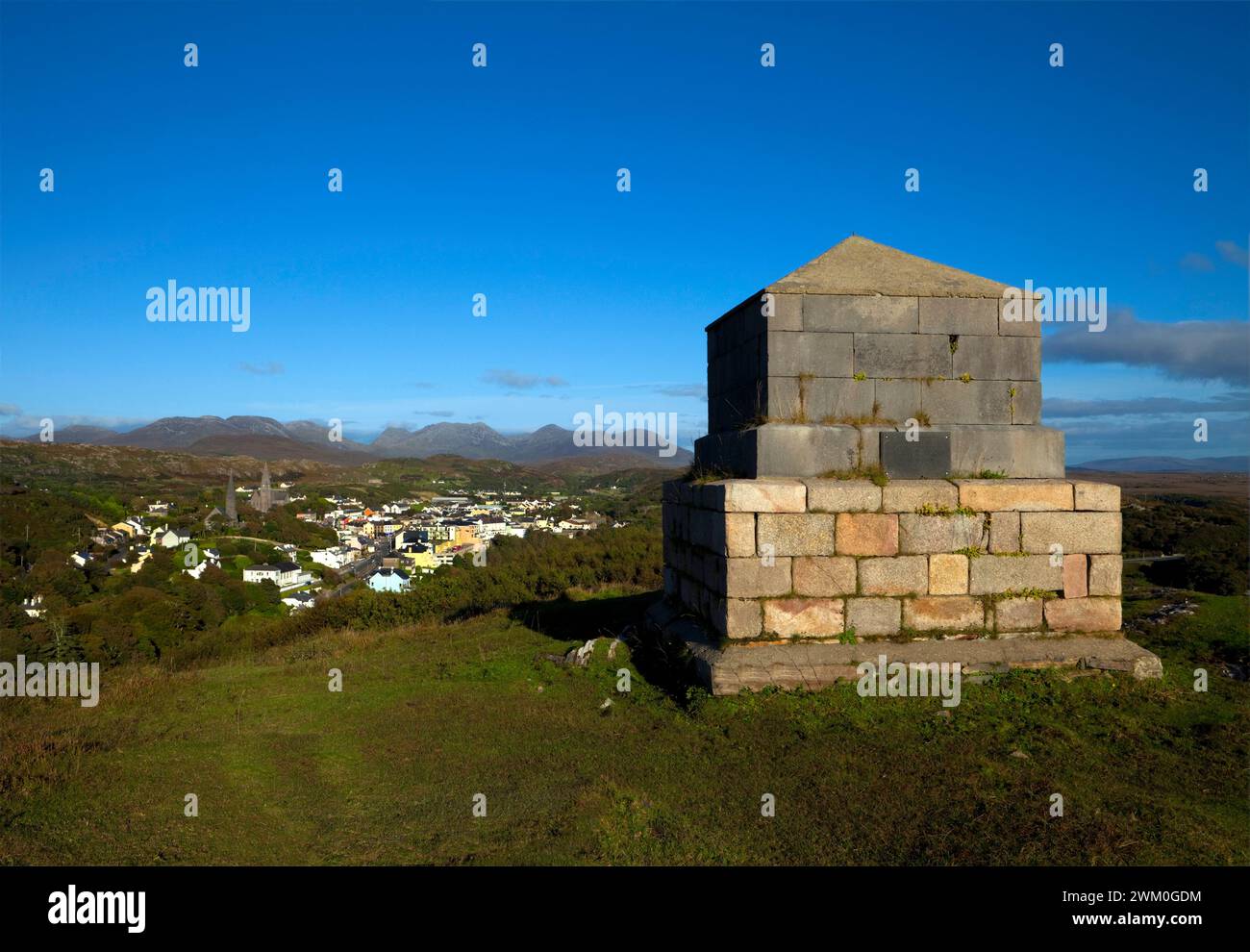 The D'Arcy Monument erected in the 1840s on a hilltop above Clifden in ...