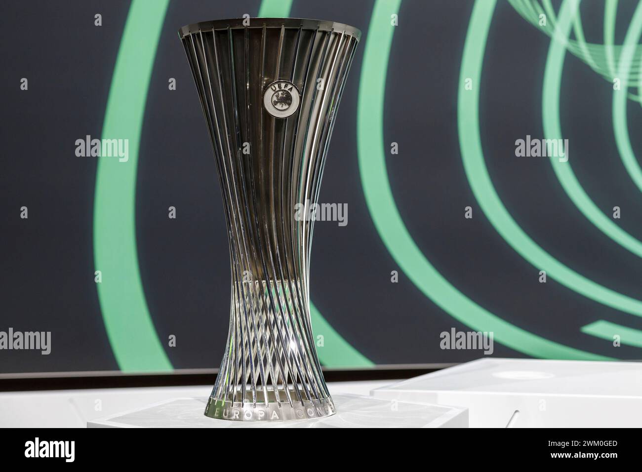The UEFA Europa Conference League trophy is pictured UEFA Europa ...