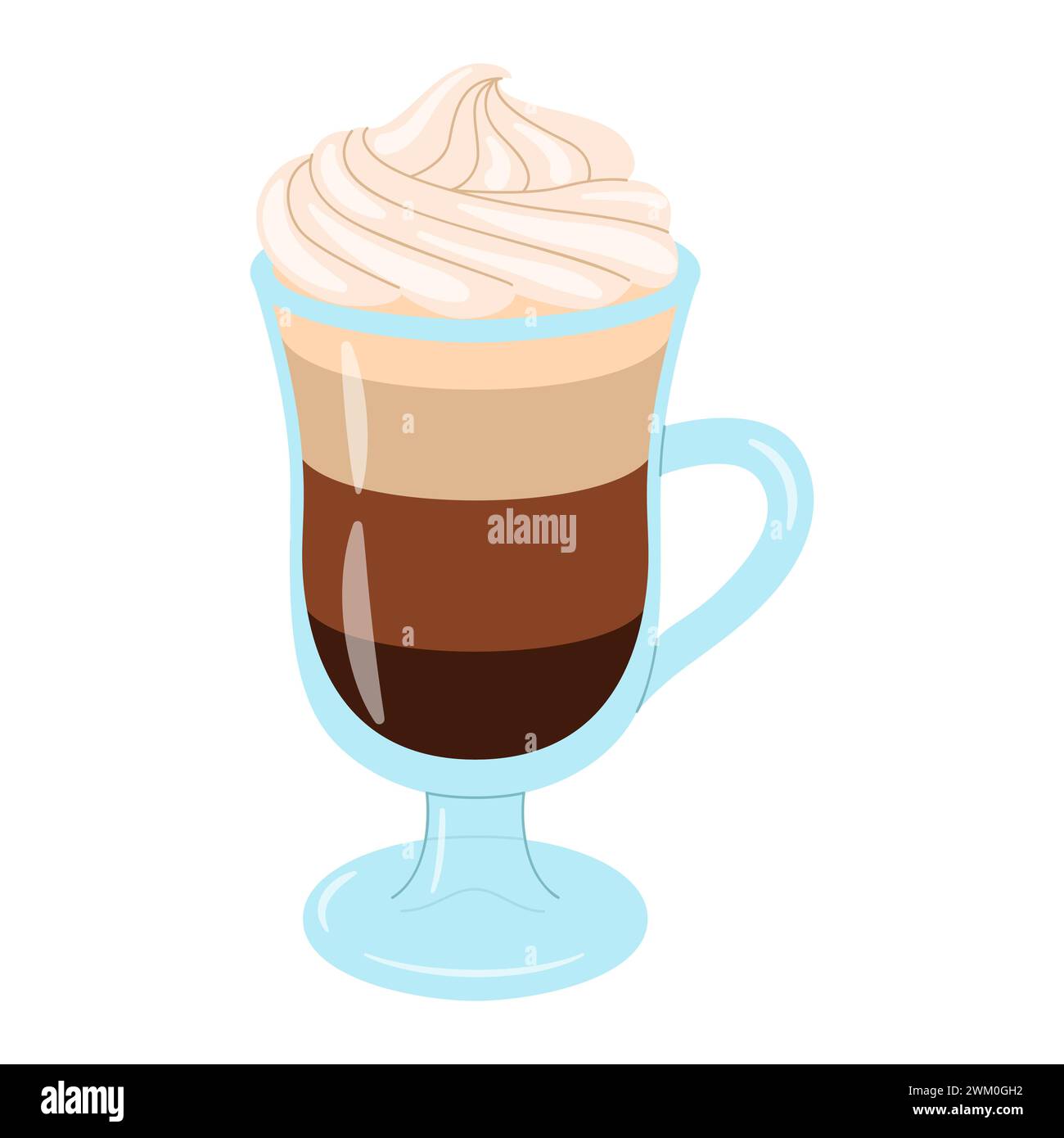 Irish coffee cup with whipped cream. Glass of irish coffee cocktail ...