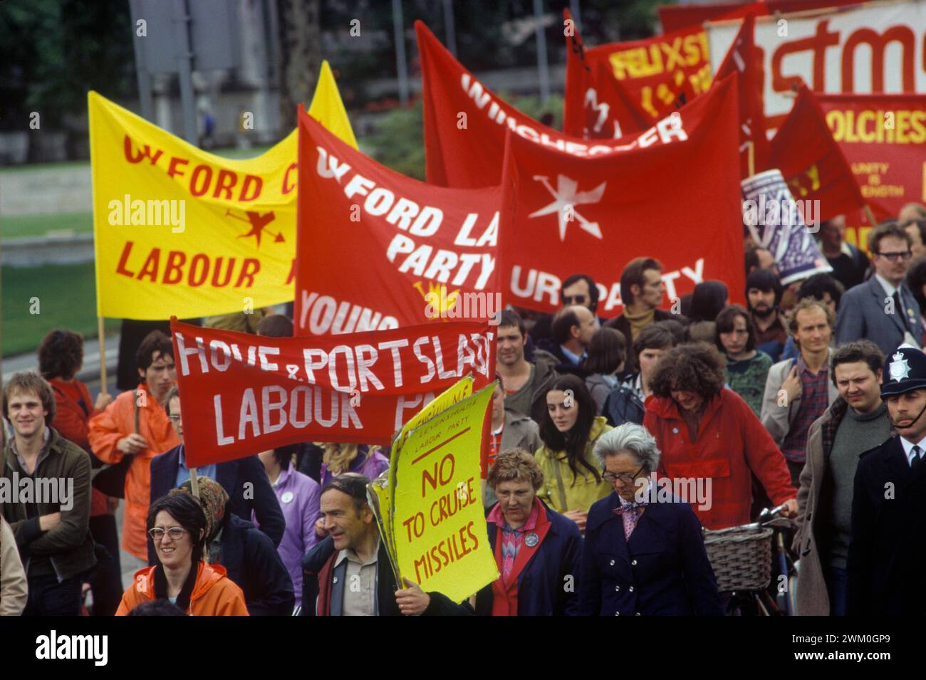 Labour Party March political protest to Hyde Park London 1982 1980s UK ...