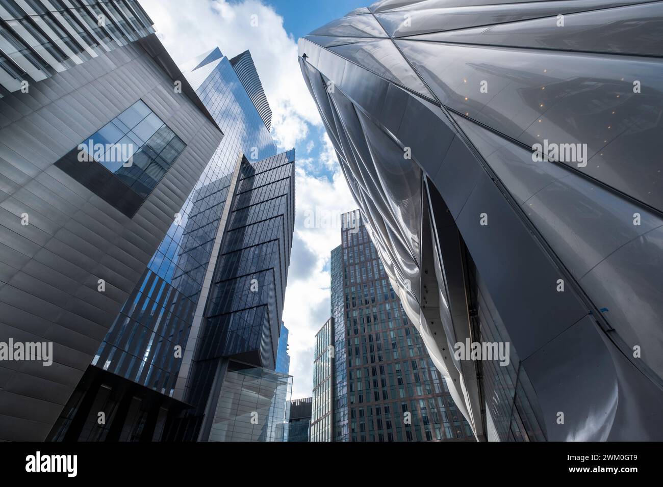 View to the sky from the High Line Trail, New York. Including the ...