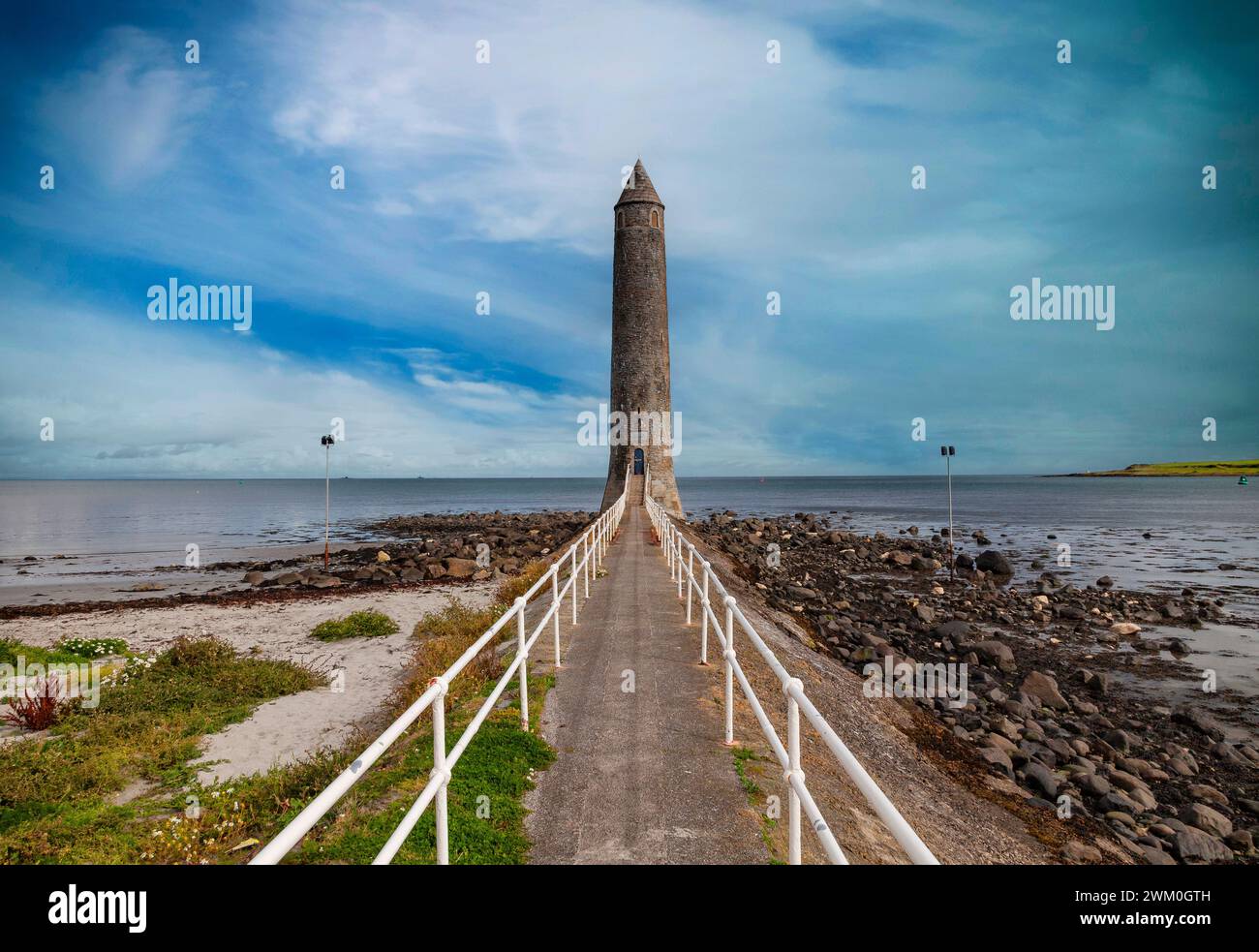 The Chaine memorial a mock, granite built, round tower at the entrance ...