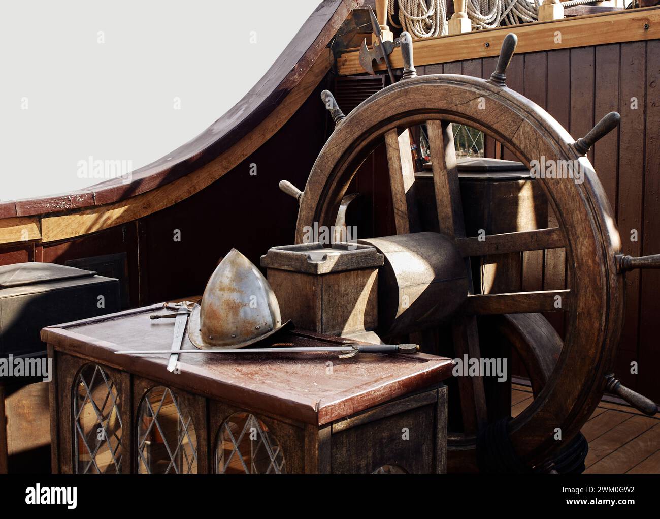 The Spanish galleon's rudder and armaments reflect the intricate ...