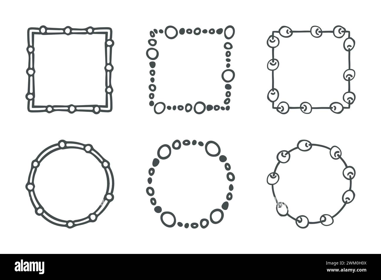 Frames, doodle style borders Set. Hand drawn blob brush strokes ...