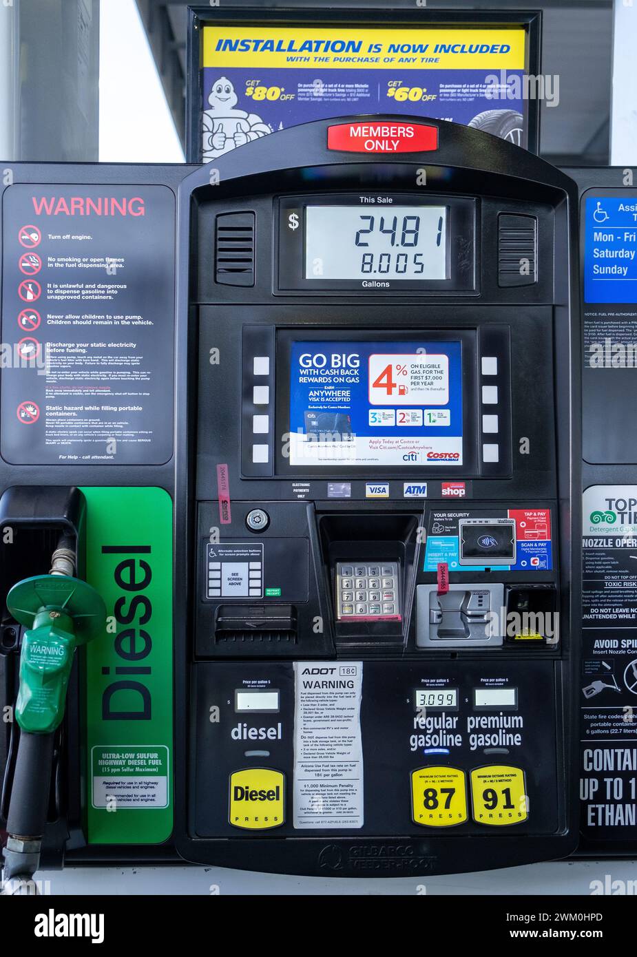 Gas, fuel, pump showing price, regular, gasoline and diesel, Arizona ...