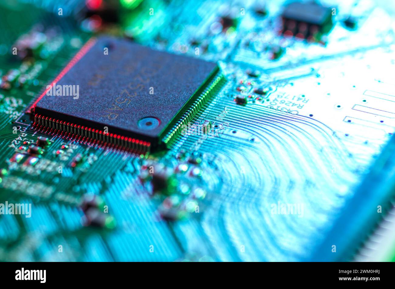 Microchip on motherboard of computer Stock Photo - Alamy