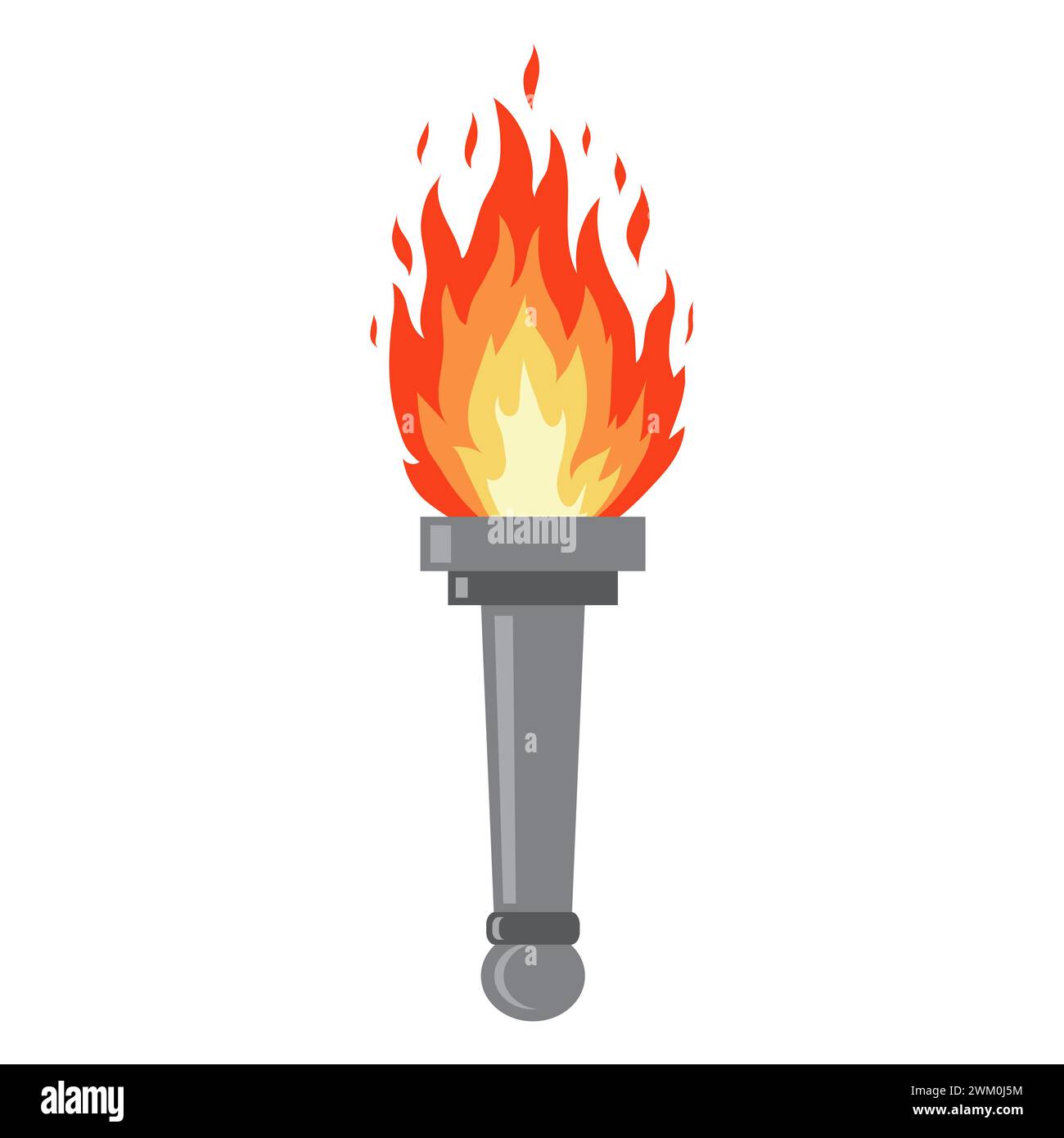 Vector Burning Retro Old Torch on White Background Stock Vector Image ...