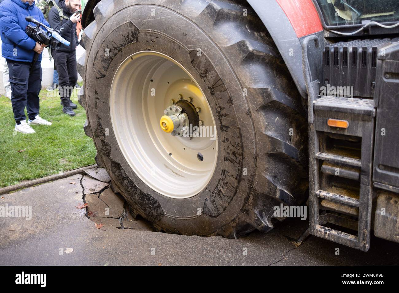 This photograph taken on February 23, 2024, shows damaged part of the ...