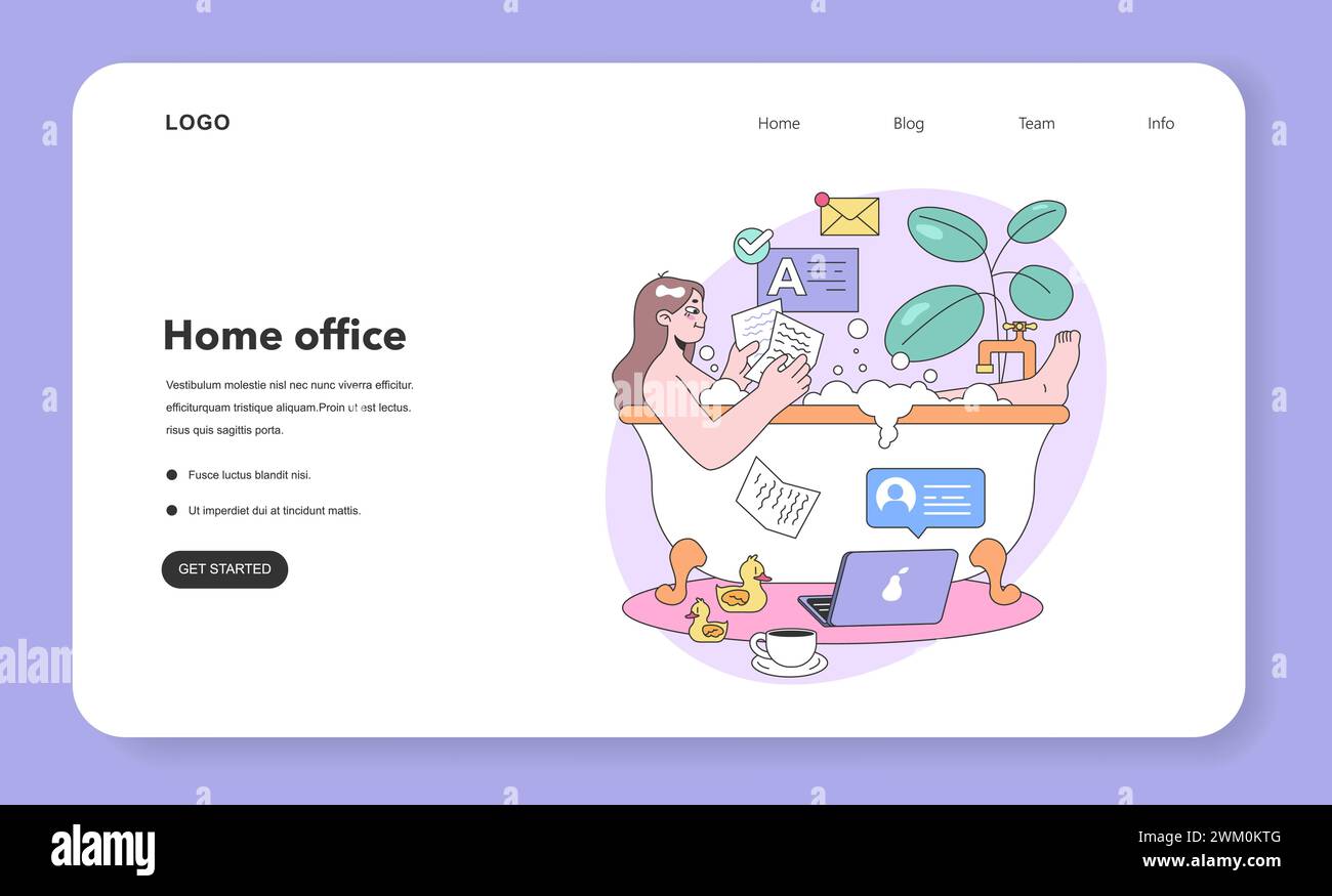 Relaxing work-from-home concept. Woman enjoys a bath while reading ...