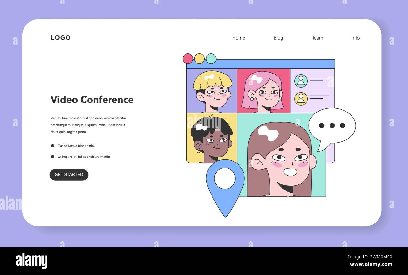 Diverse group of friends engages in an online chat platform, visualized ...