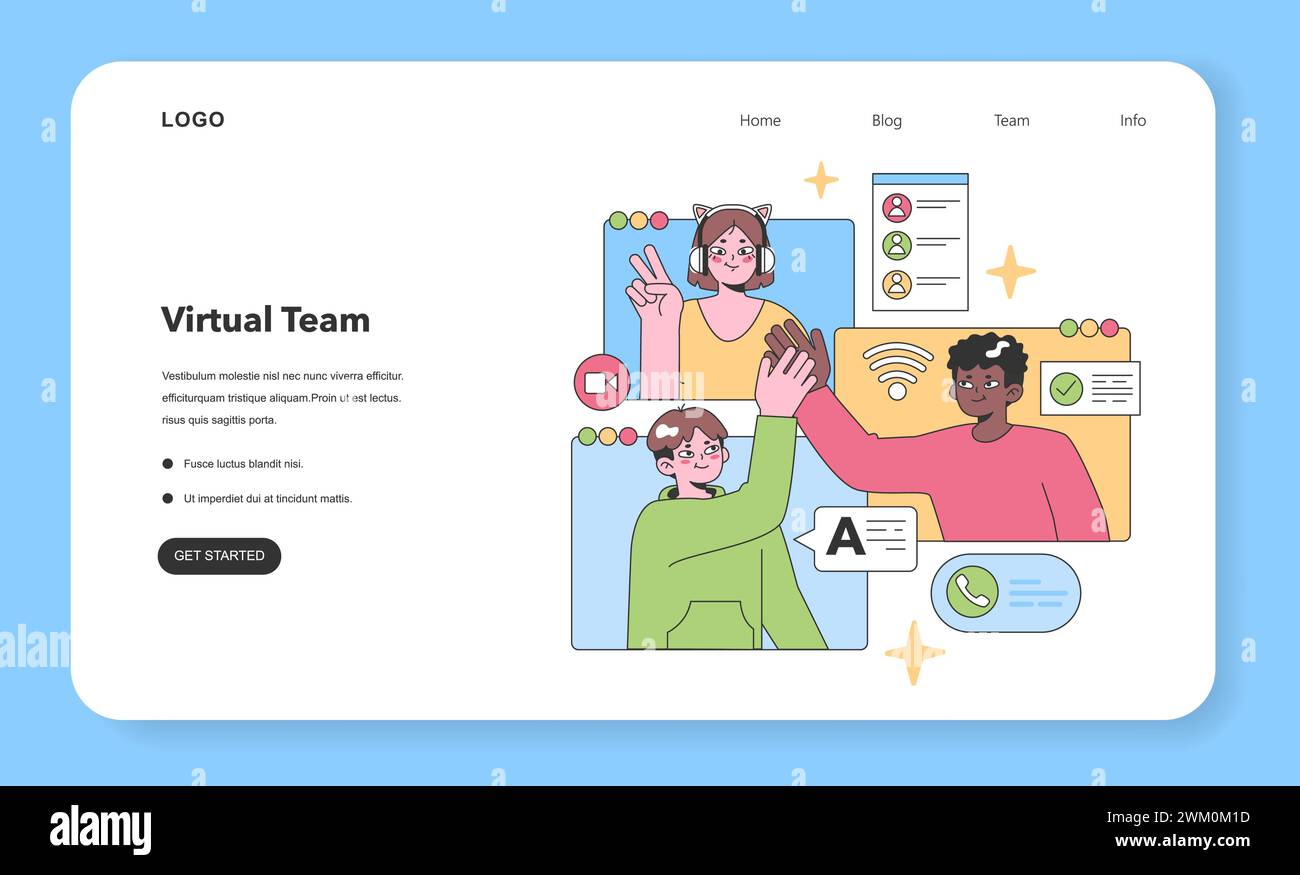 Diverse virtual team engaging through online platforms, highlighting ...