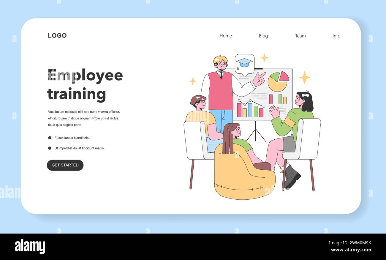 Education insights concept. A presenter explaining data charts to ...