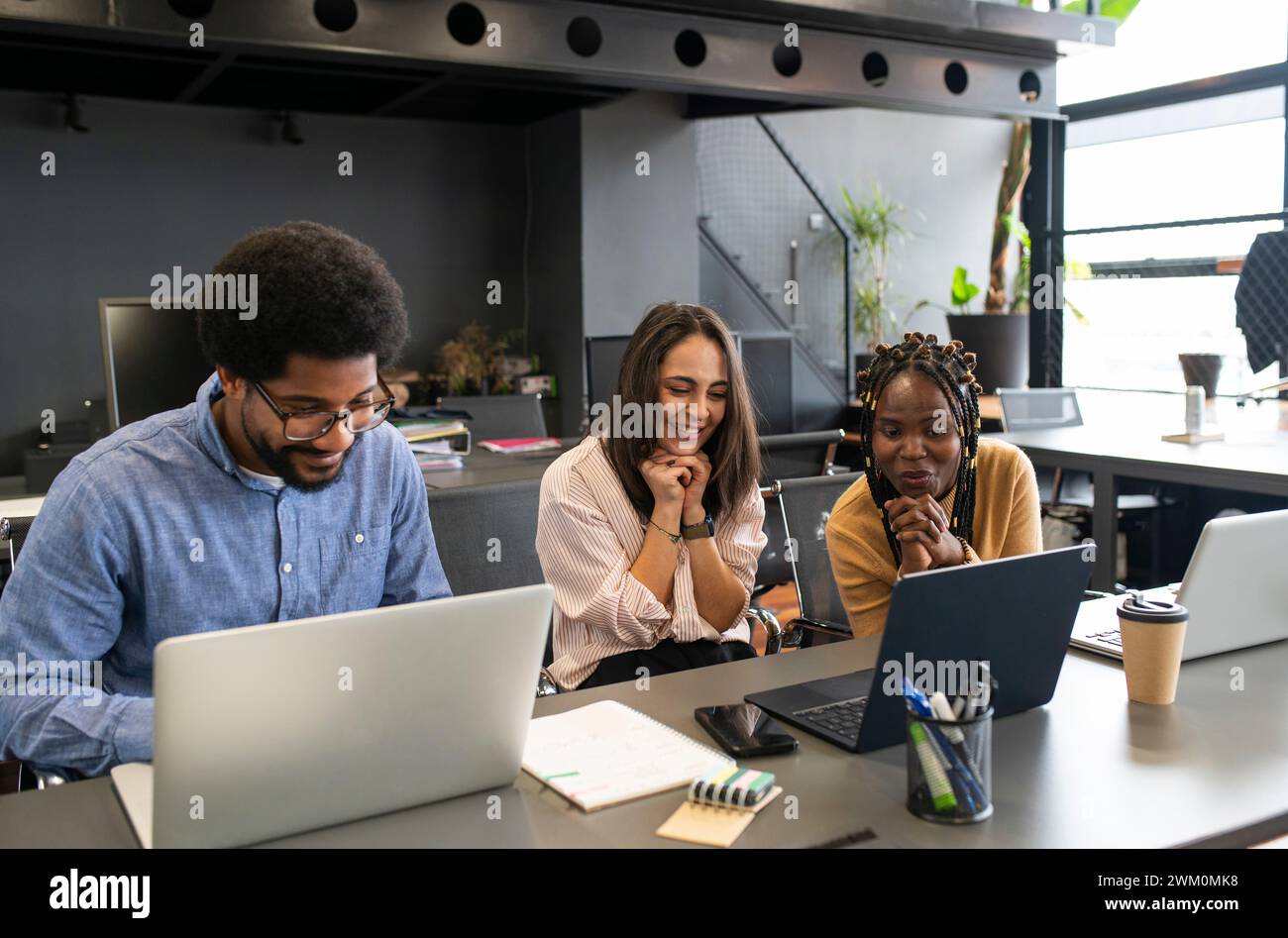 Group working with laptops hi-res stock photography and images - Alamy