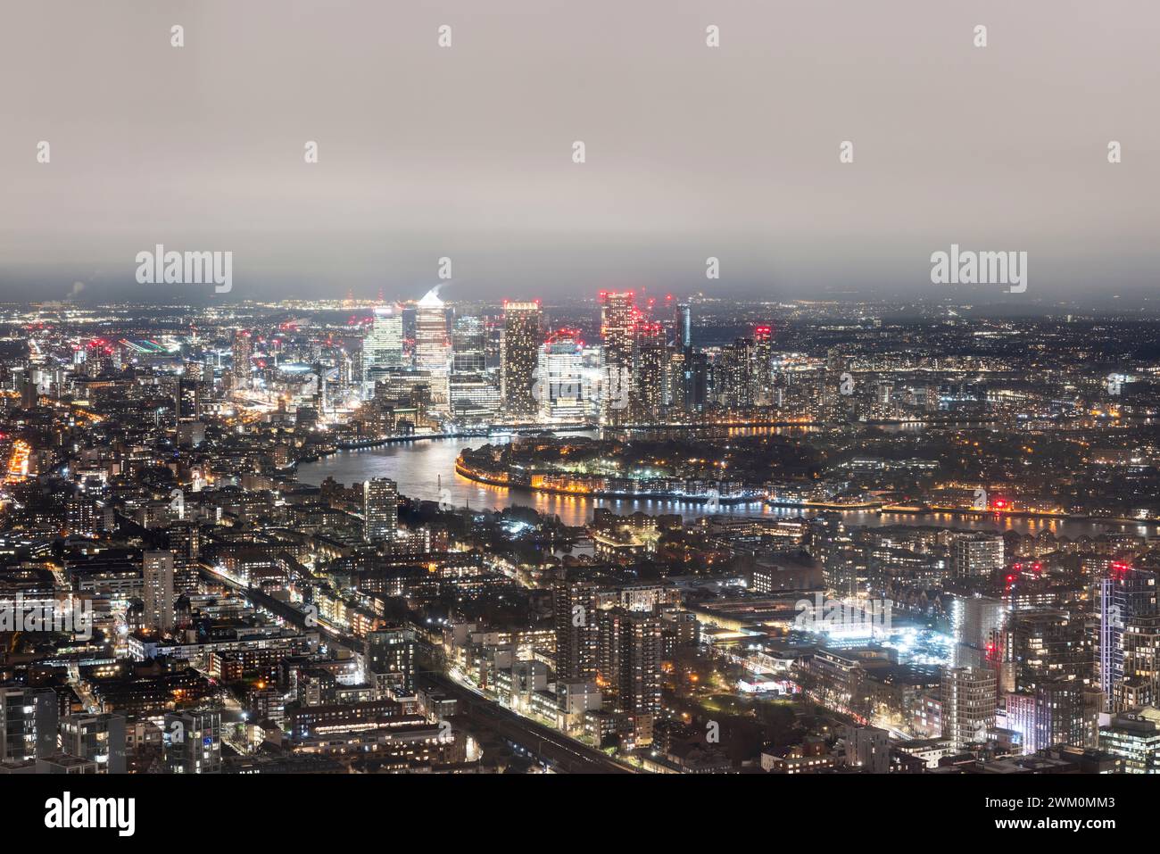 Illuminated London city skyline at night in England, UK Stock Photo - Alamy