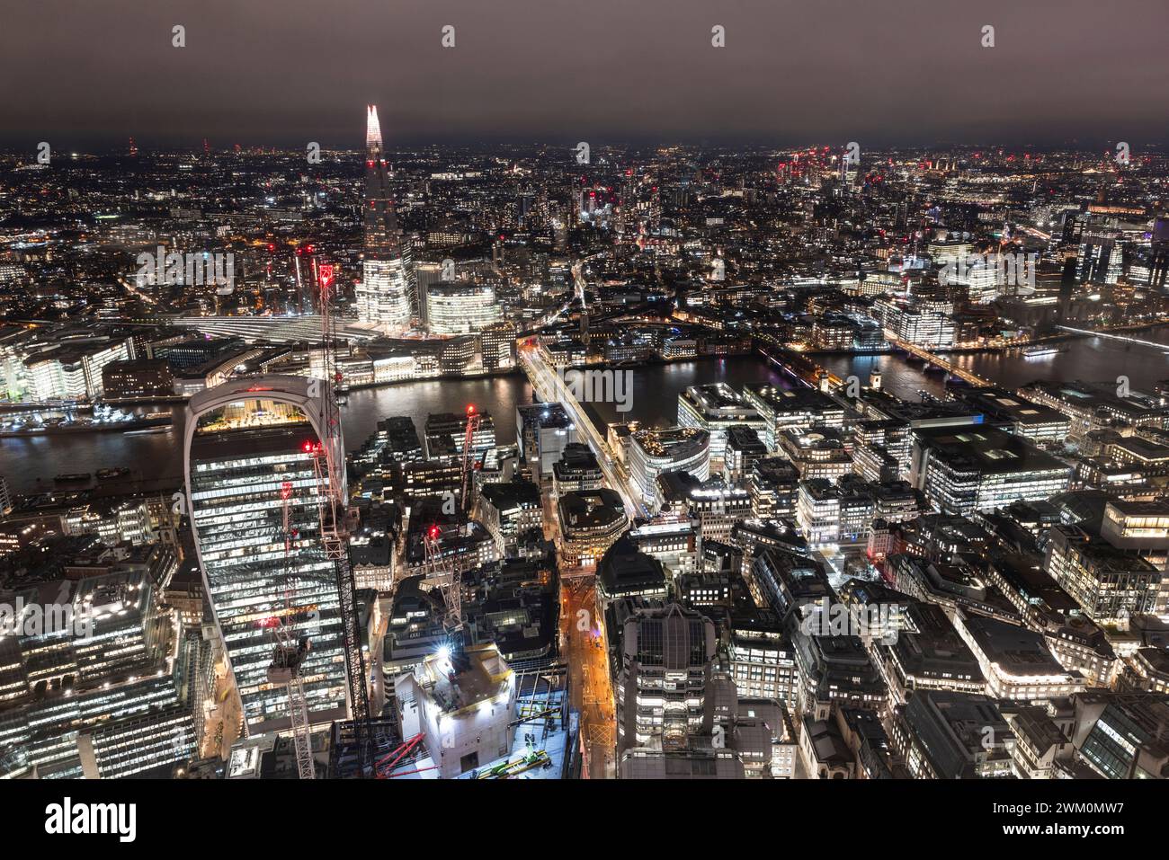 Illuminated city of London in England at night, UK Stock Photo - Alamy