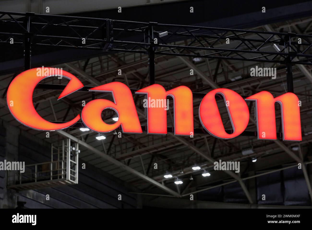 Yokohama, Japan. 23rd Feb, 2024. The Canon logo is on display at the CP ...