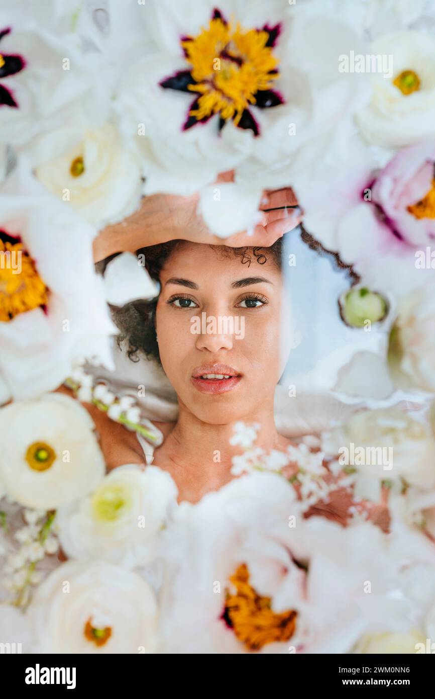 Woman face on transparent glass hi-res stock photography and images - Alamy