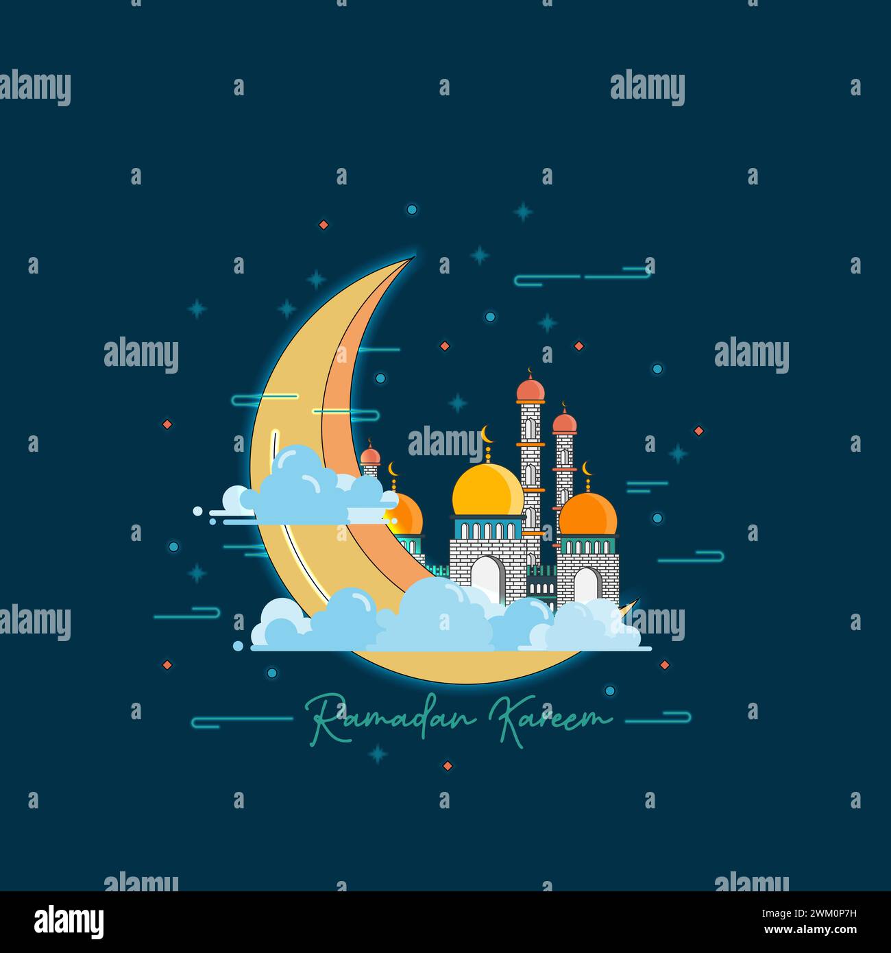 Ramadan Kareem illustration cartoon style. Modern and minimal Ramadan ...