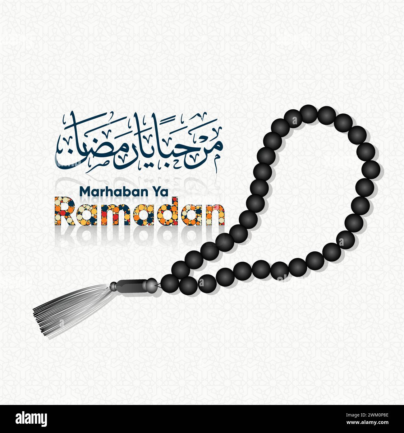 Minimal Ramadan Kareem with tasbih or beeds illustration. Marhaban Ya ...