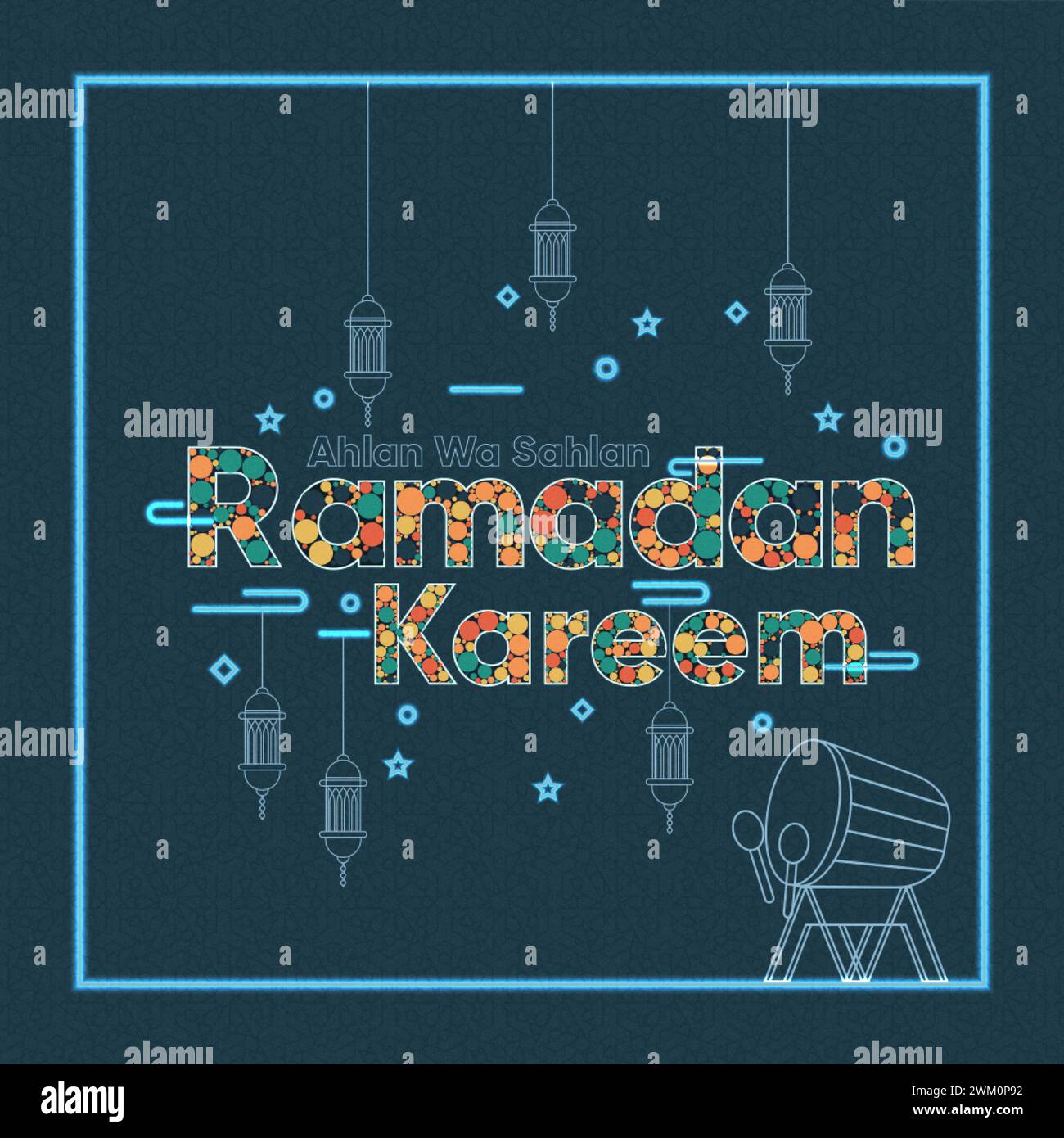 Minimalist Ahlan Wa Sahlan Ramadan Kareem background. Typography ...