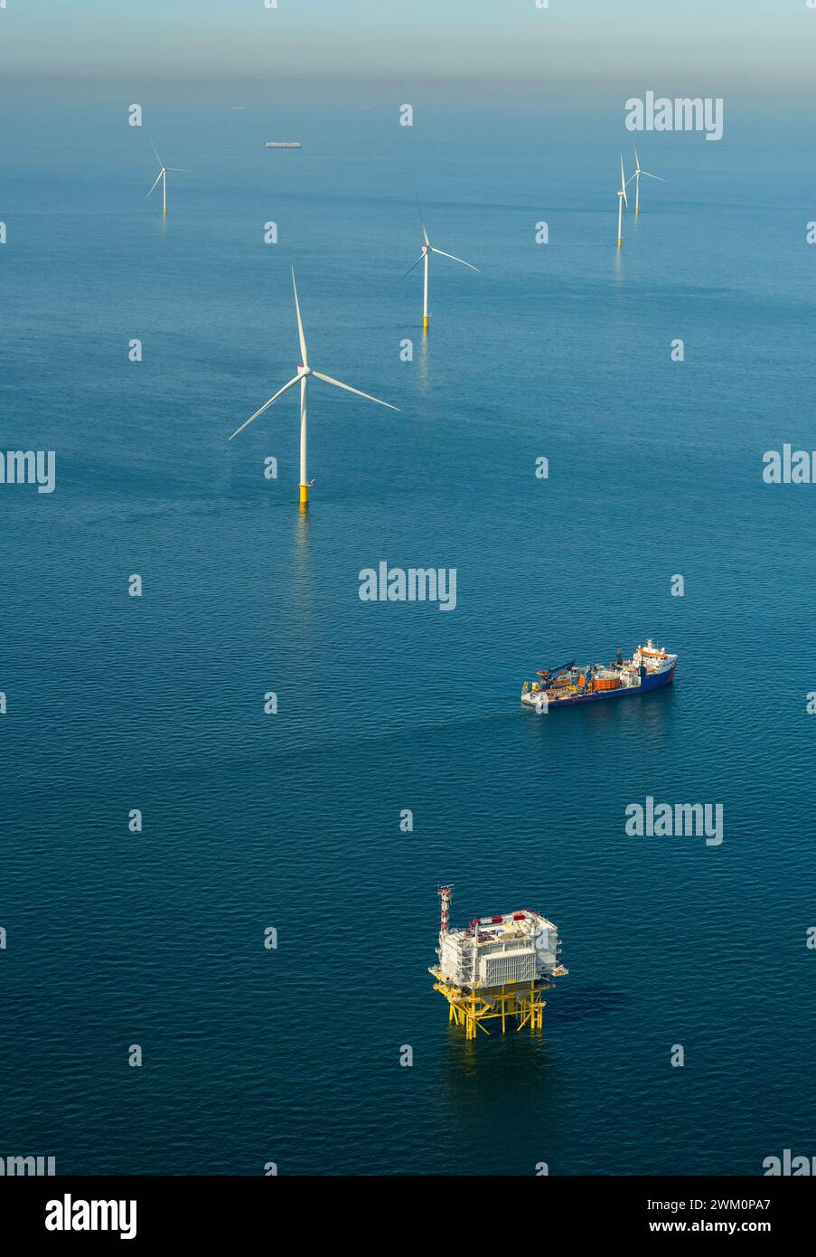 Netherlands, North Holland, IJmuiden, Aerial view of newly constructed ...