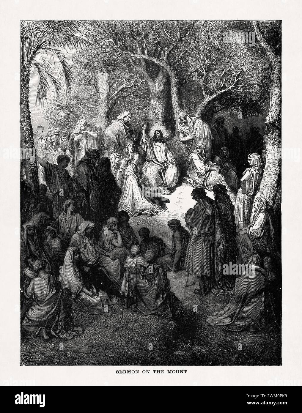 Drawing of the "Sermon on the mount" made in 1866 by Gustave Doré to ...