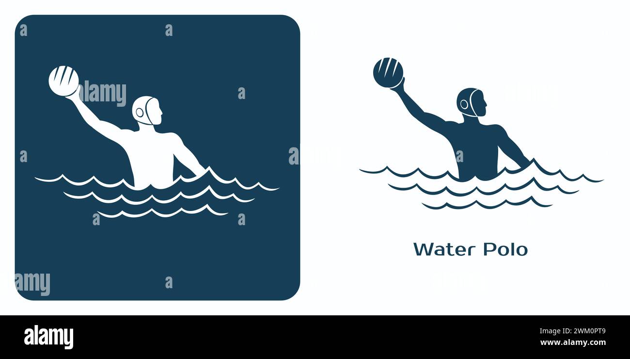 Water polo player emblem. Athlete throws the ball. One of the summer ...