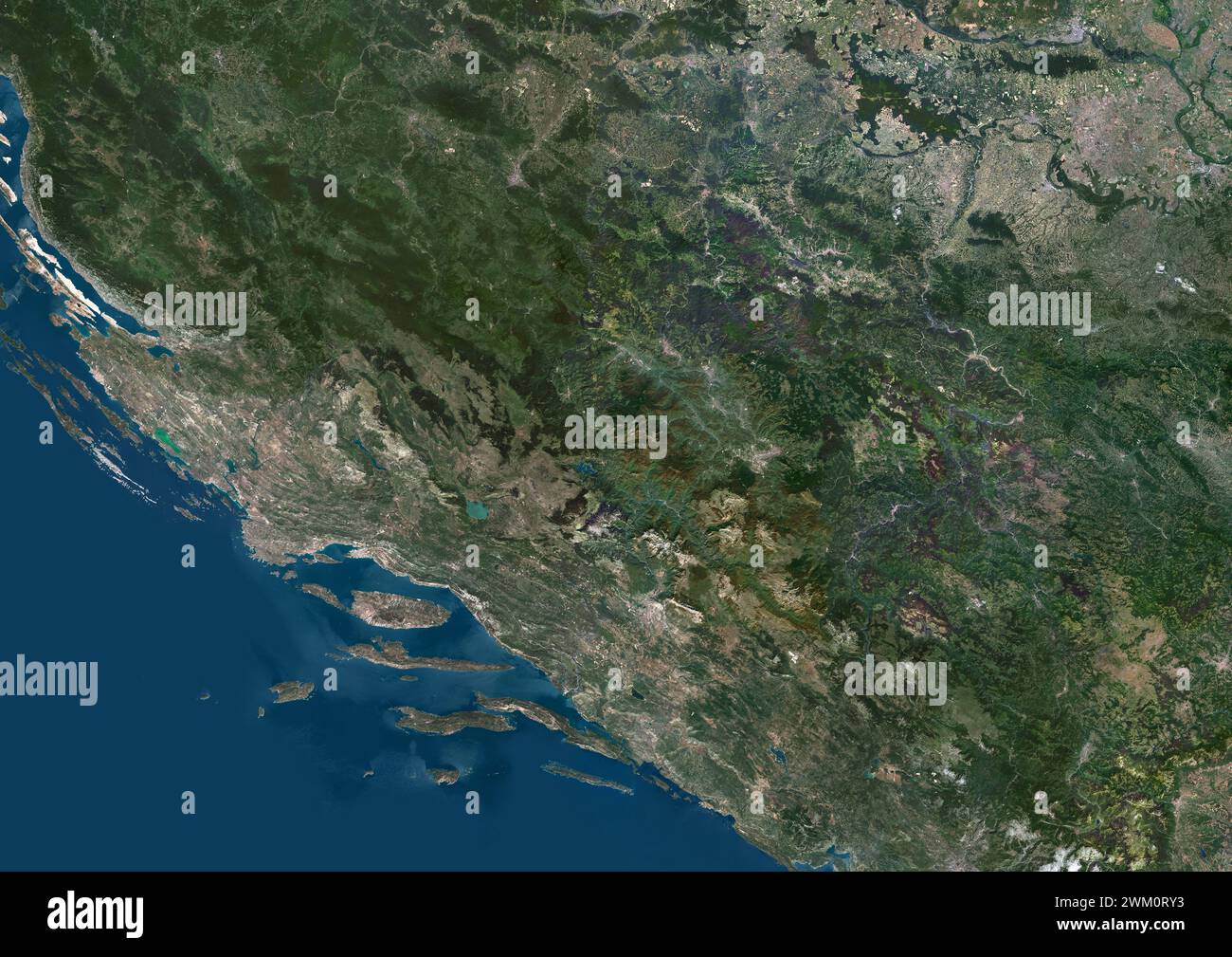 Color satellite image of Bosnia and Herzegovina and neighbouring ...
