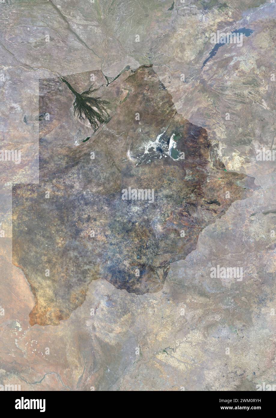Color satellite image of Botswana, with mask Stock Photo - Alamy