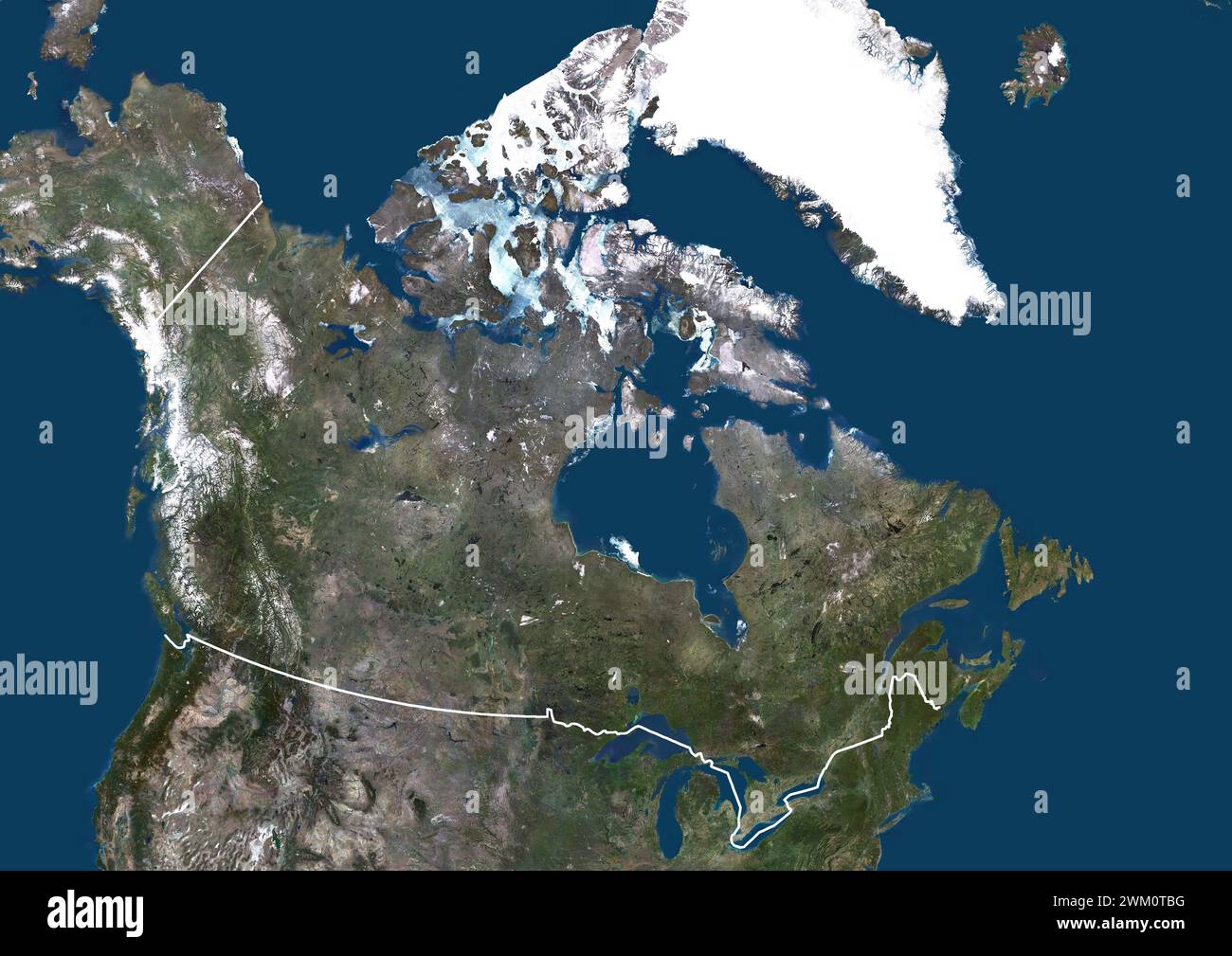 Color satellite image of Canada and neighbouring countries Stock Photo ...
