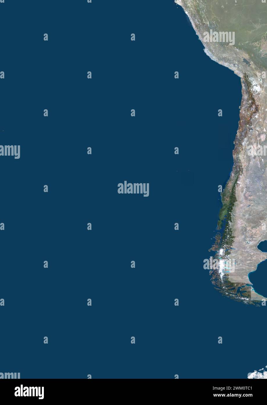 Color satellite image of Chile and neighbouring countries Stock Photo ...