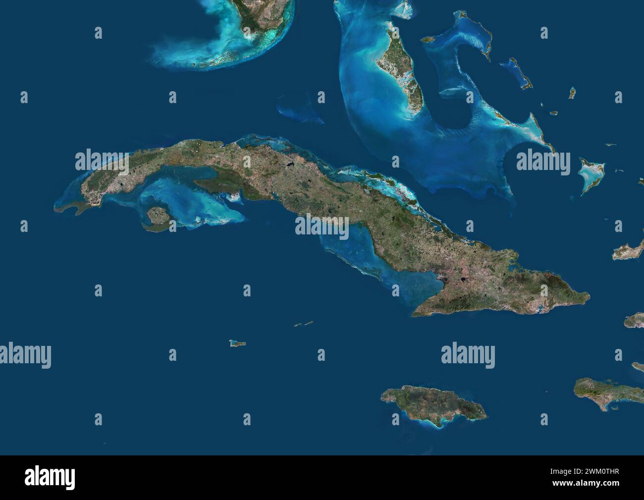 Color satellite image of Cuba and neighbouring countries Stock Photo ...