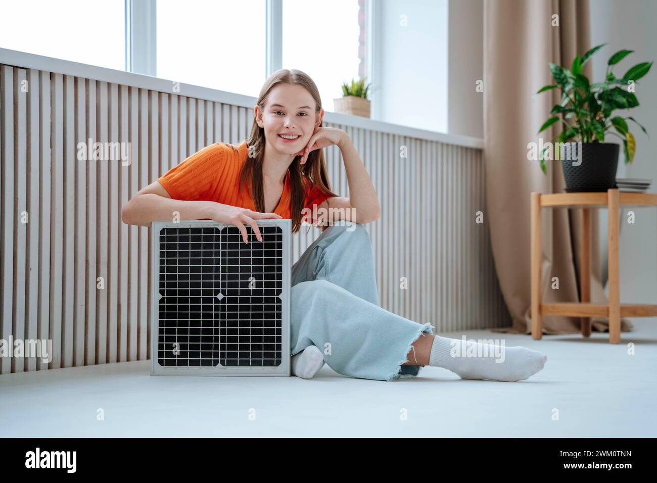 Portrait smiling solar panel hi-res stock photography and images - Alamy