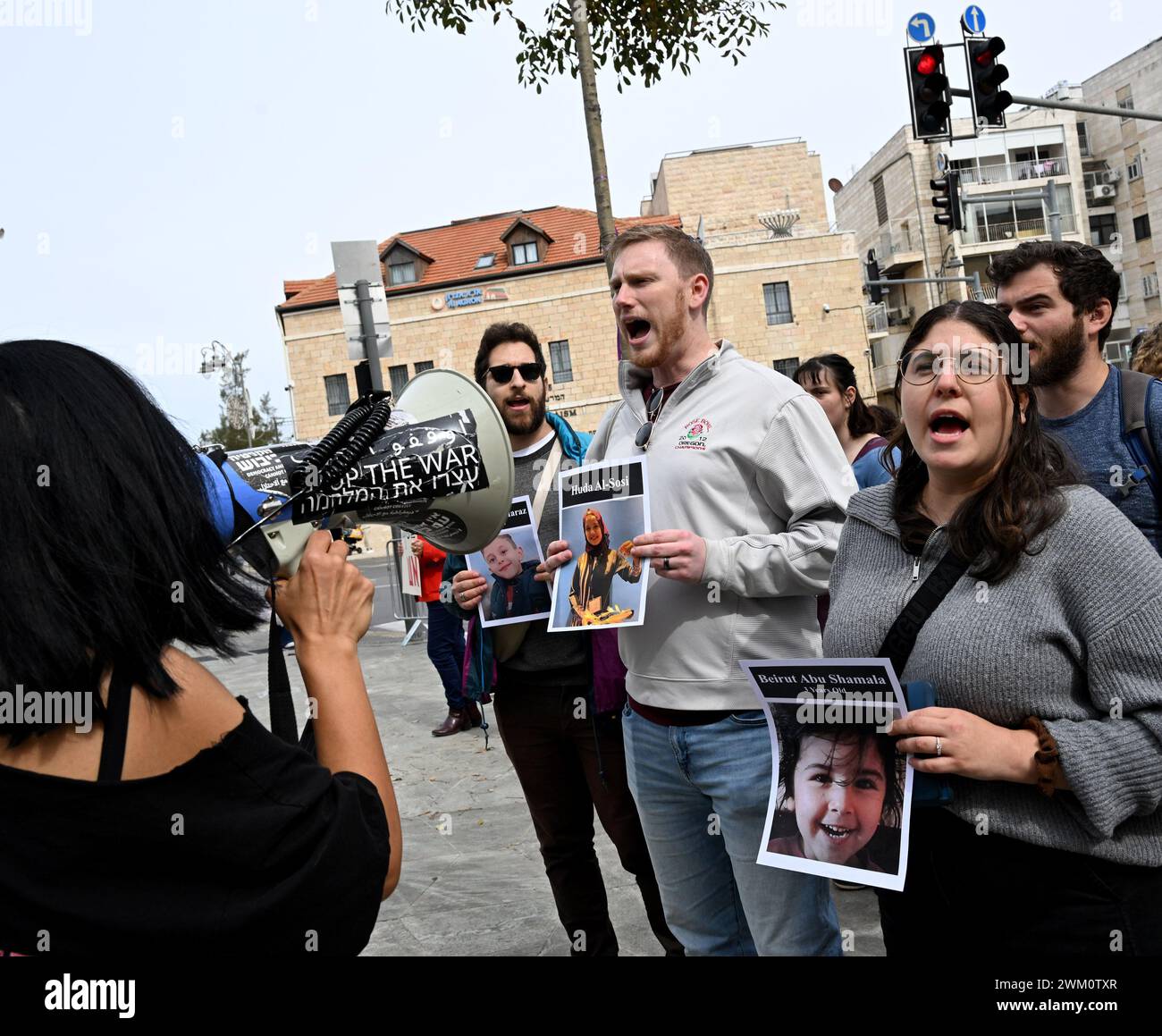 Jerusalem, Israel. 23rd Feb, 2024. Israelis hold photos of Palestinians ...