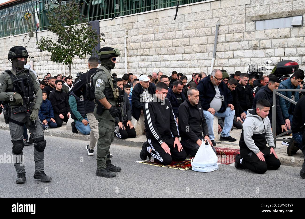 East Jerusalem, Israel. 23rd Feb, 2024. Israeli border police patrol as ...