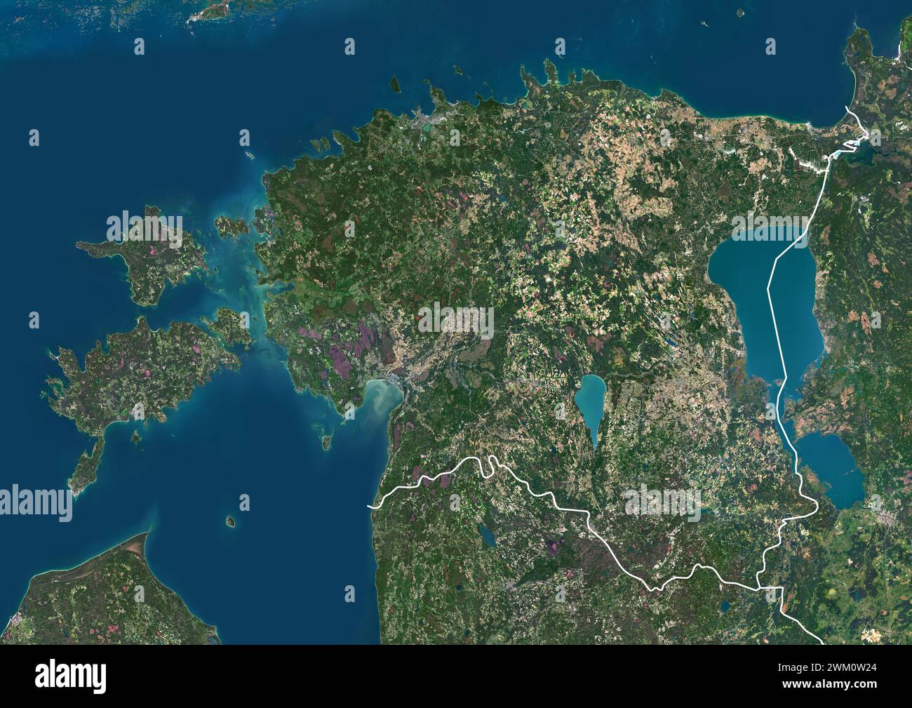 Color satellite image of Estonia and neighbouring countries, with ...