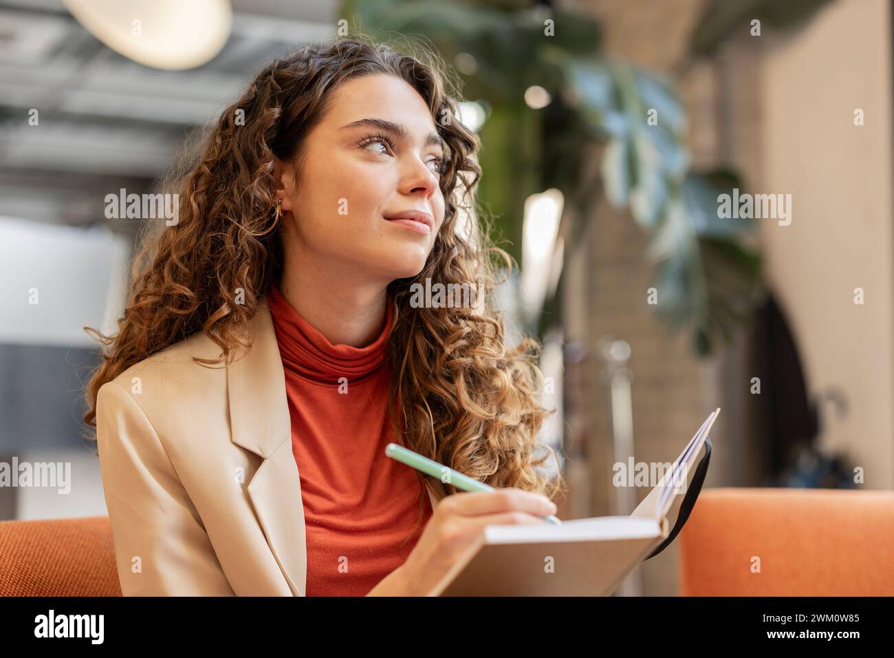 Woman thinking diary hi-res stock photography and images - Alamy