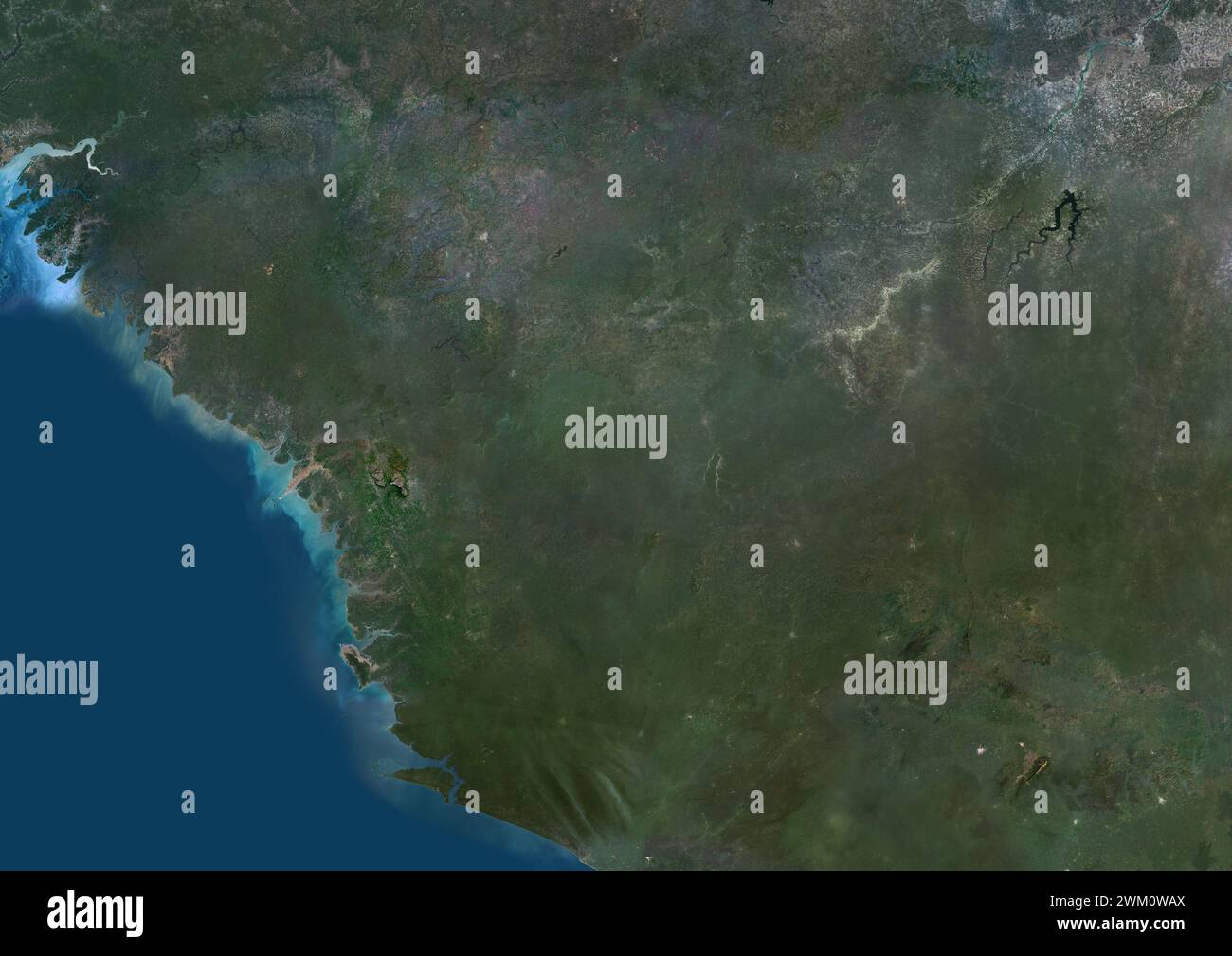 Color satellite image of Guinea, Sierra Leone and neighbouring ...