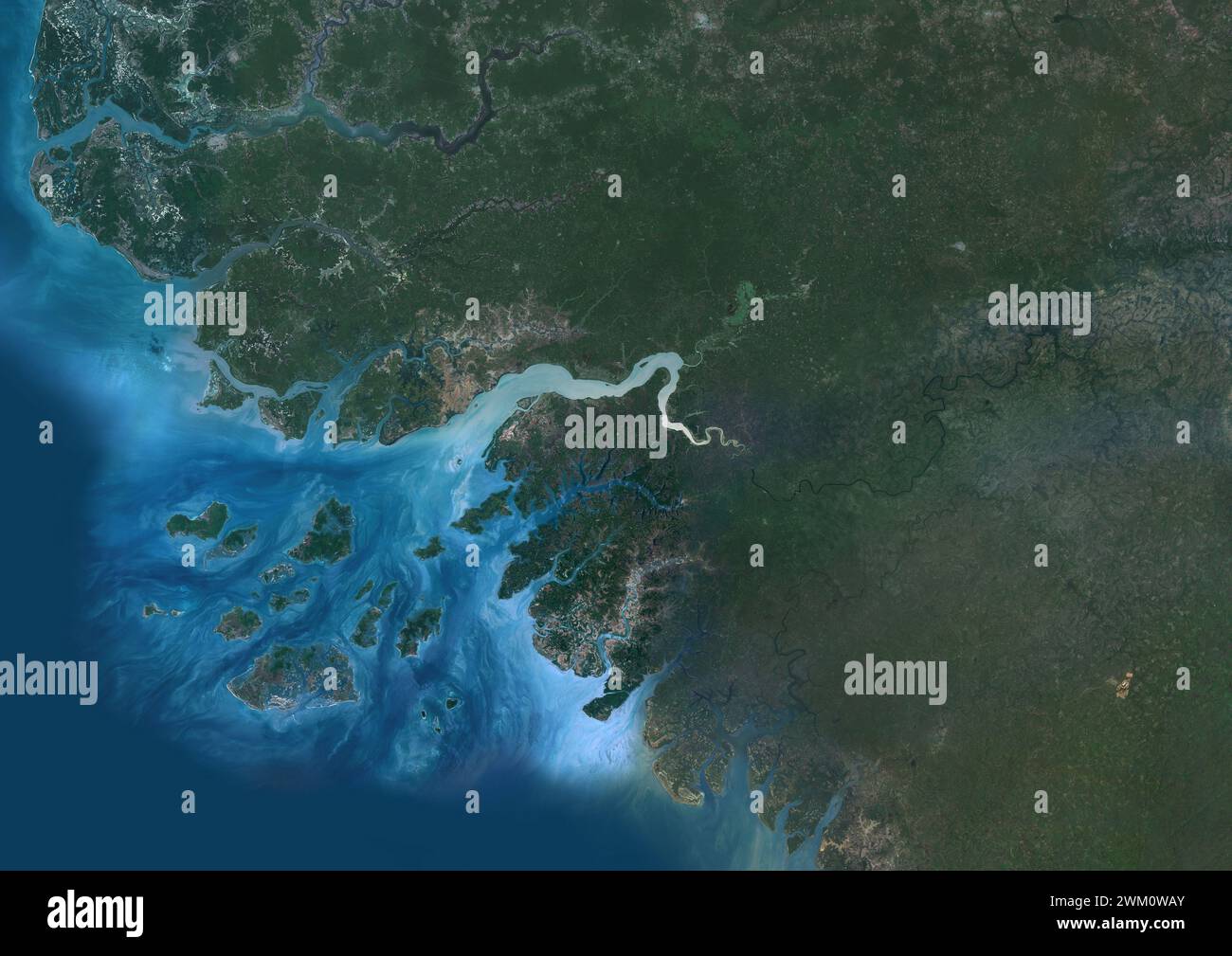 Color satellite image of Guinea-Bissau and neighbouring countries Stock ...