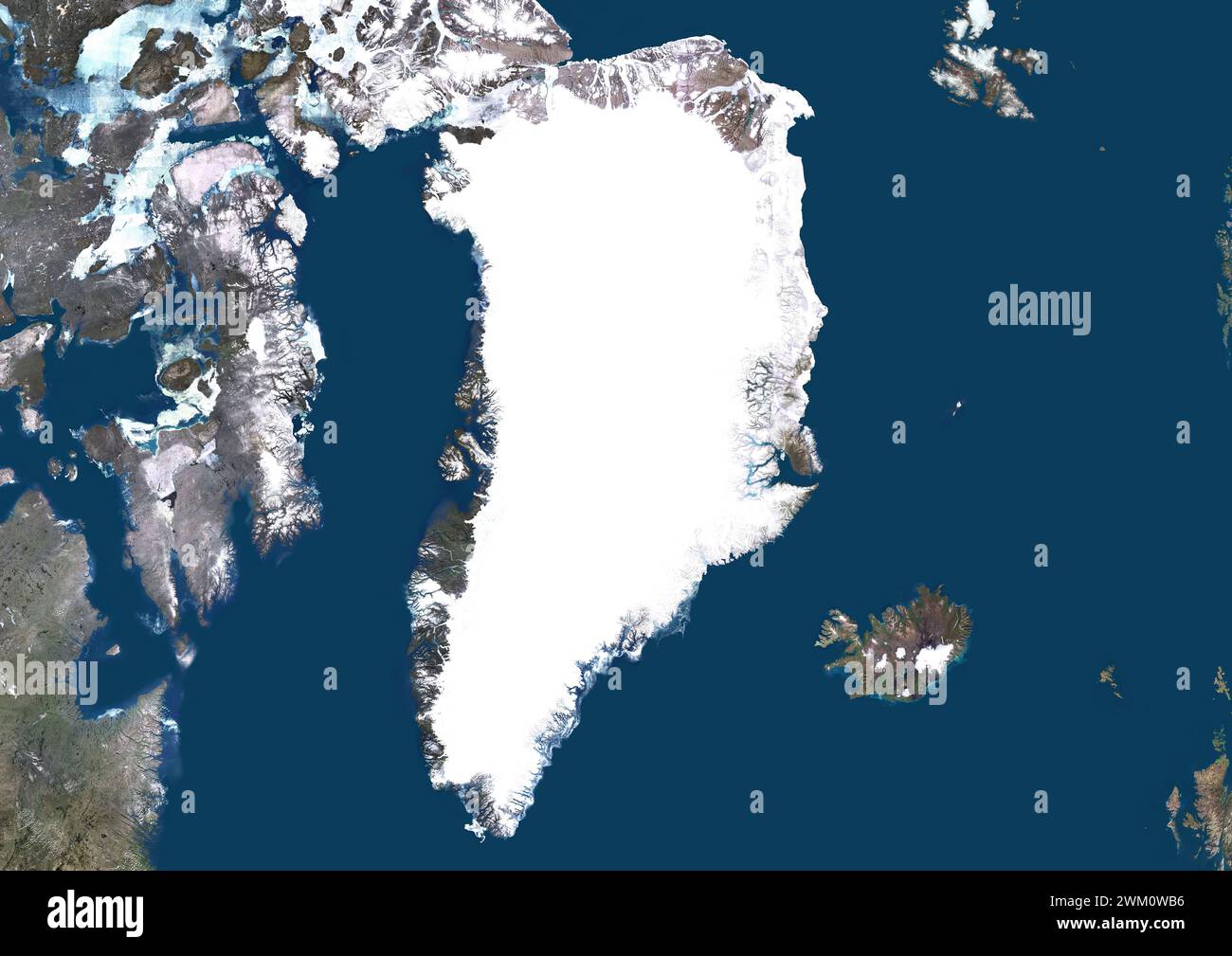Color satellite image of Greenland Stock Photo - Alamy