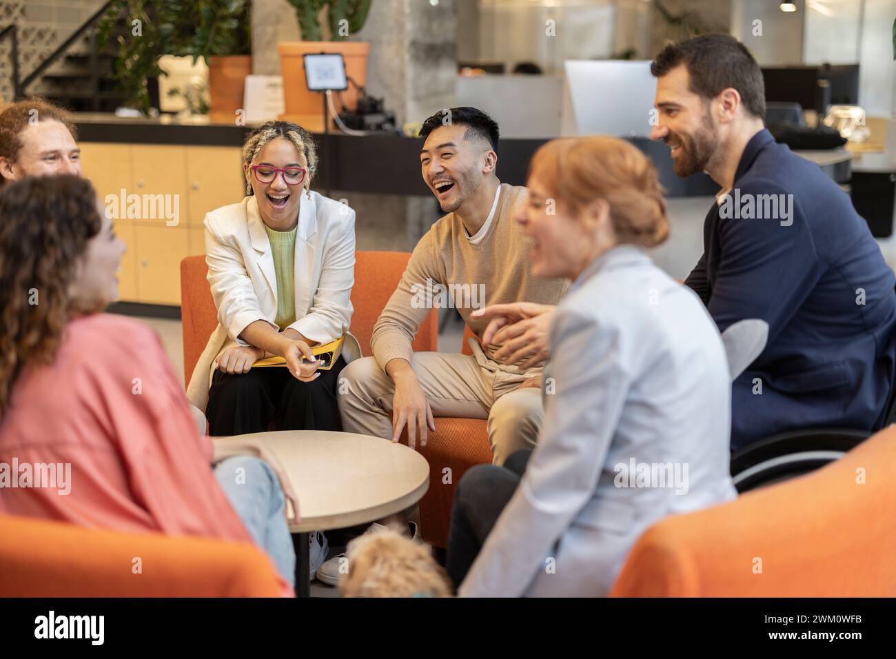 Happy diverse colleagues hi-res stock photography and images - Alamy