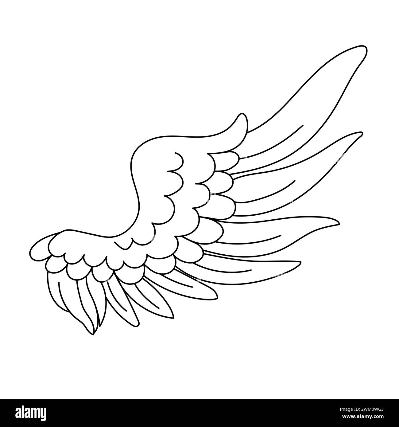 Black and white engraved ink art. polygraphic ornament, hand drawn wing ...