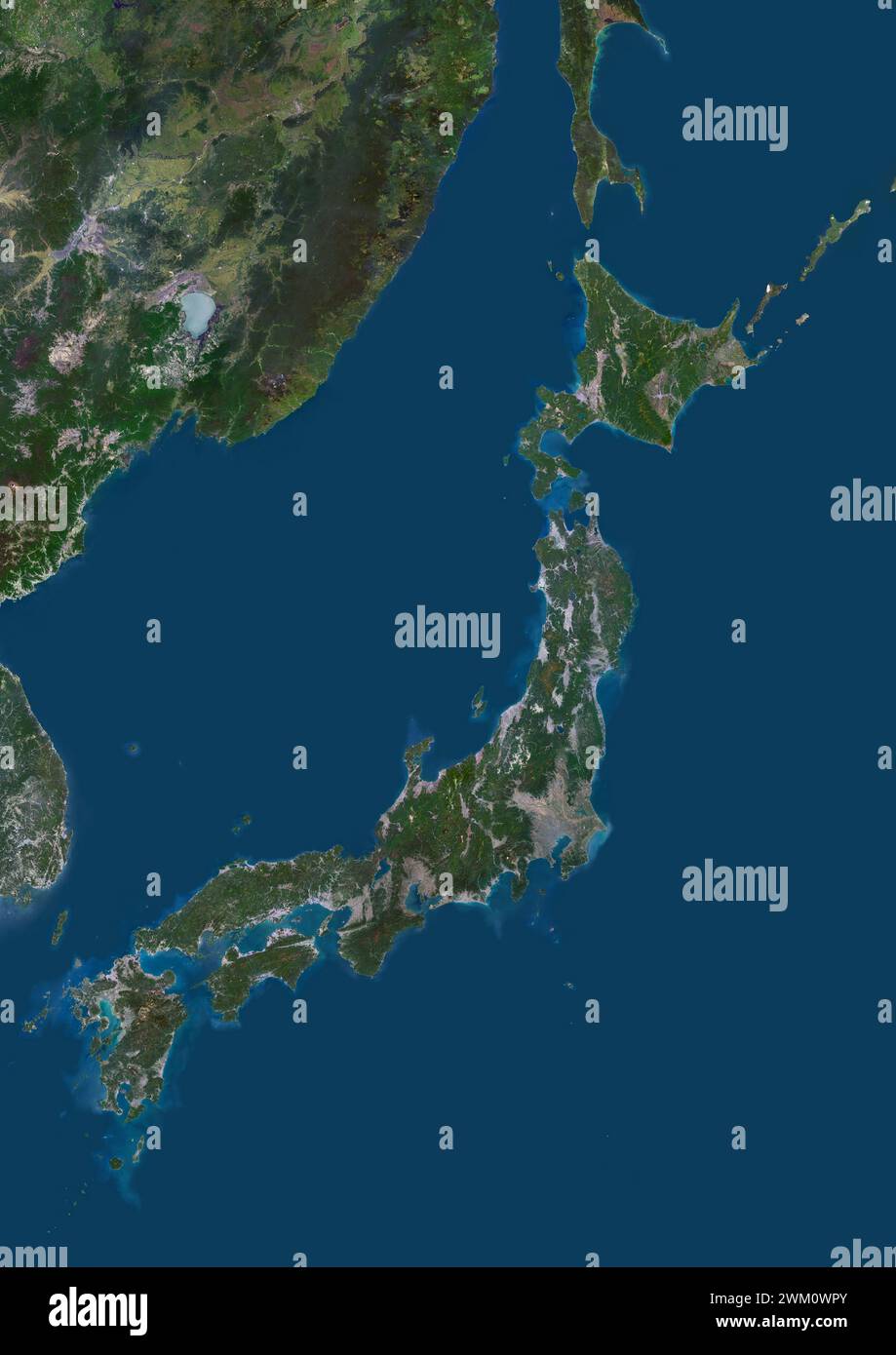 Color satellite image of Japan and neighbouring countries Stock Photo ...